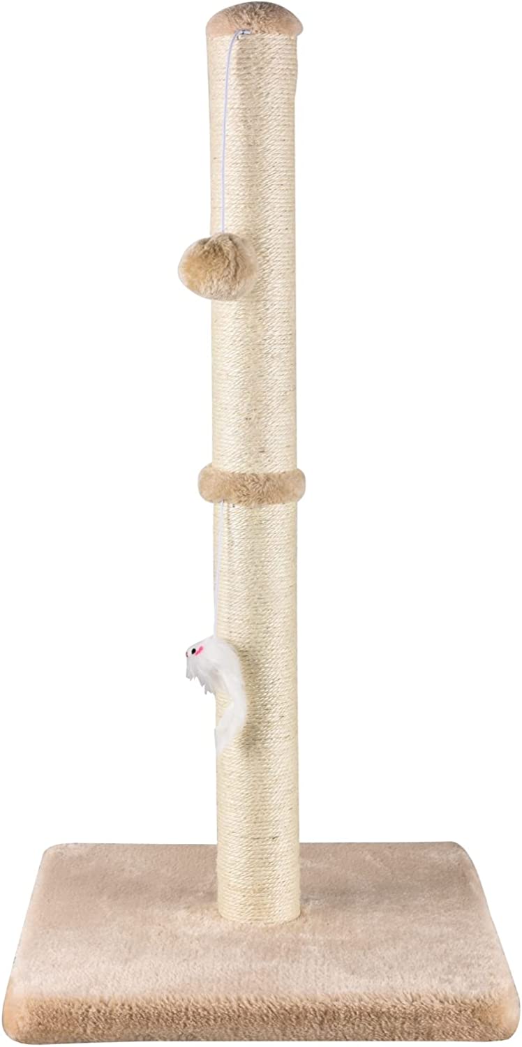 MeowHomm 32'' Tall Cat Scratching Post Cat Scratcher with Hanging Ball ...